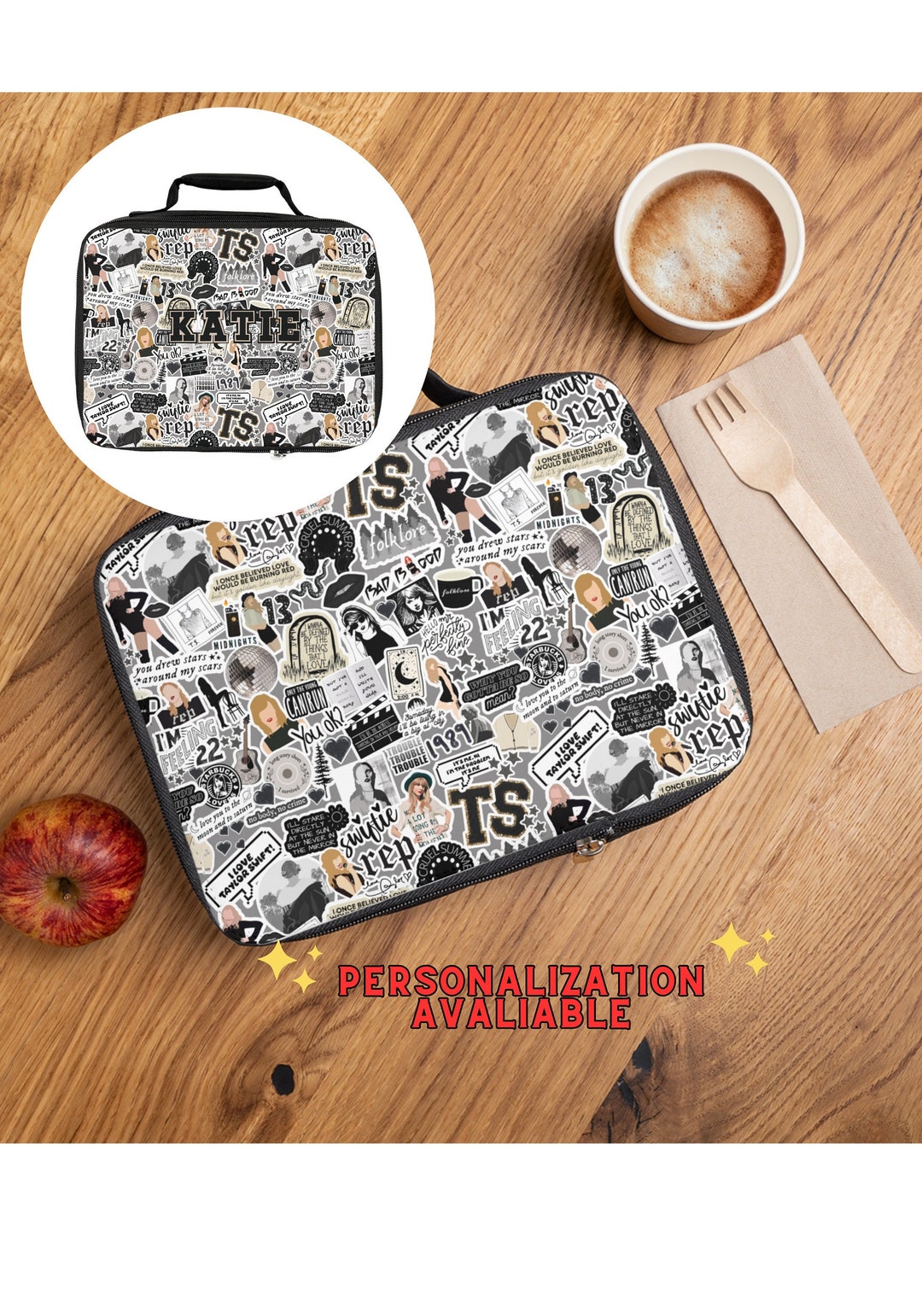 Insulated Lunch Bag Personalized Taylor Fan Version for Youth Back to ...