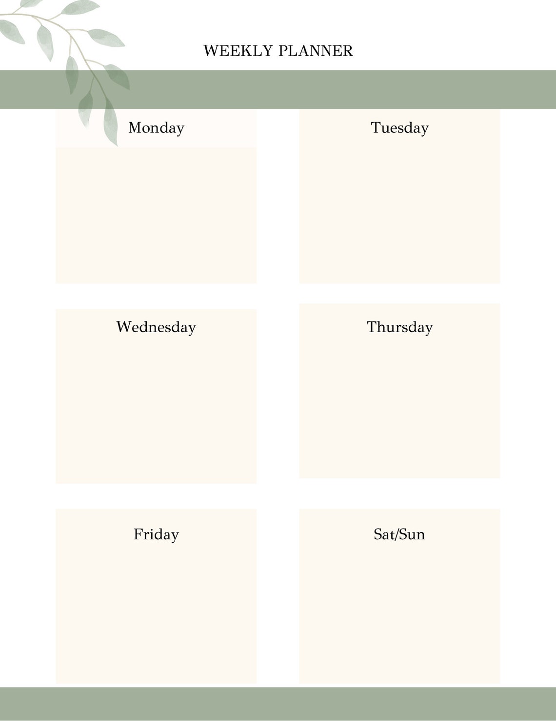 Greenery Inspired Printable Planner - Etsy