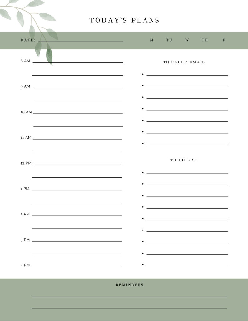 Greenery Inspired Printable Planner - Etsy