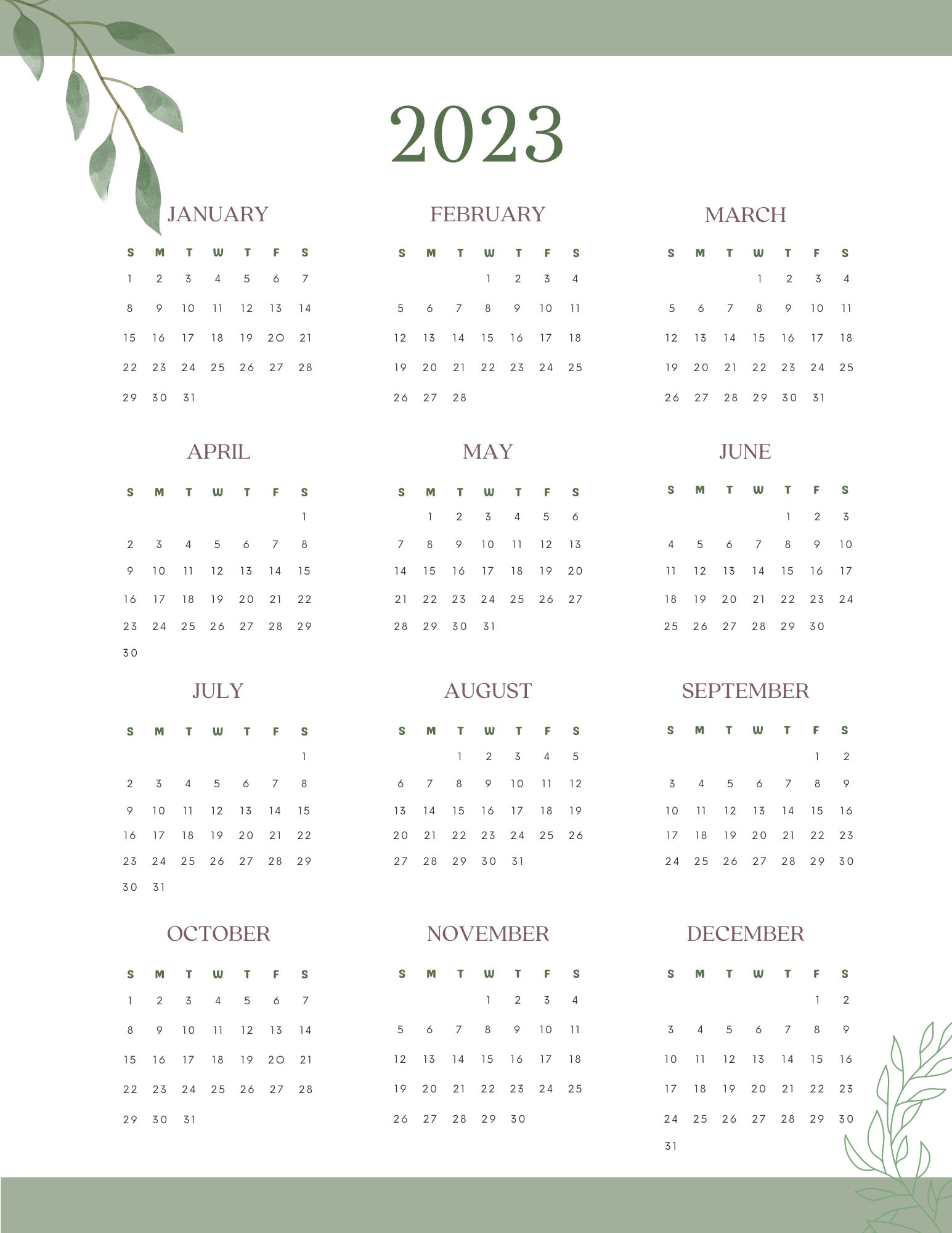 Greenery Inspired Printable Planner - Etsy