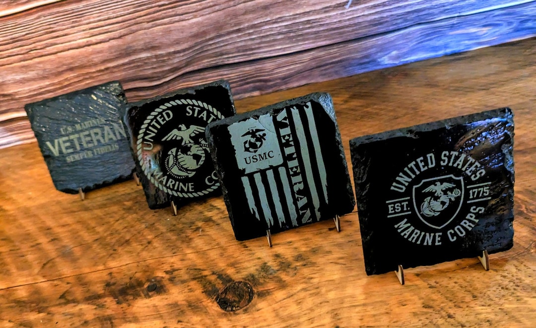 Gloss Black Military Coaster Set, Engraved Military Coasters, Military ...