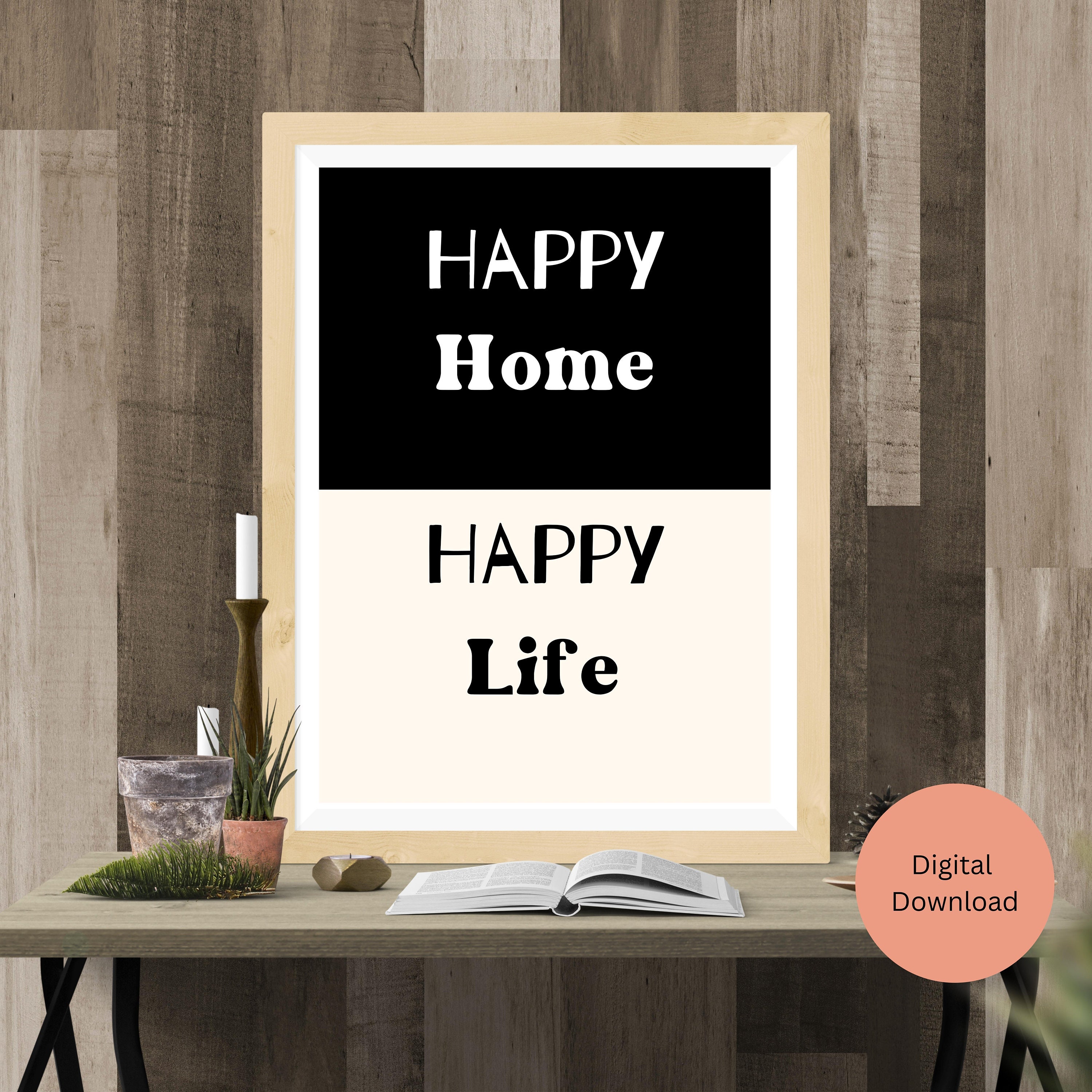 Happy Home Happy Life, Home Wall Art, Family Prints, Bedroom Decor ...