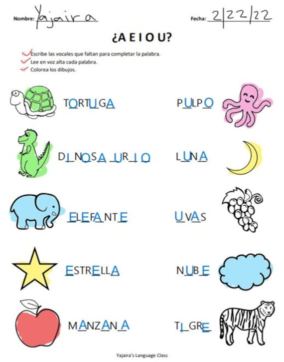 Spanish Vowels Worksheet CVC Words To Help Kids Read Short Vowels
