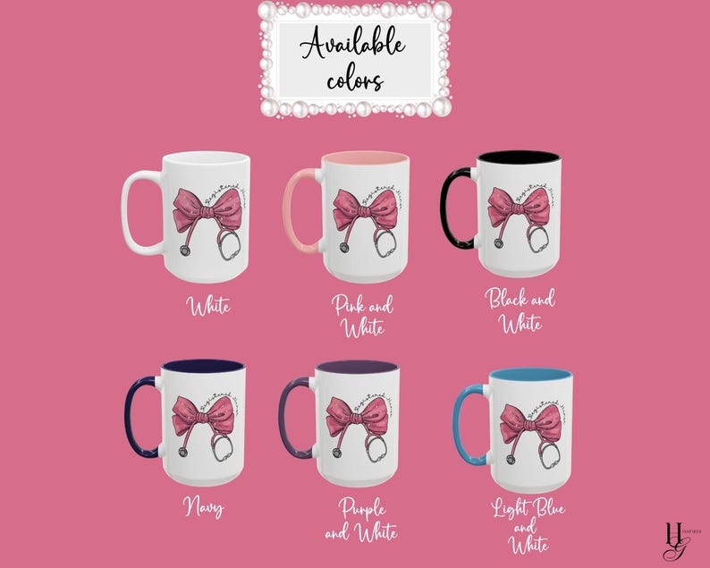 Personalized Nurse Stethoscope Bow Mug RN Custom Name Gifts Coffee ...