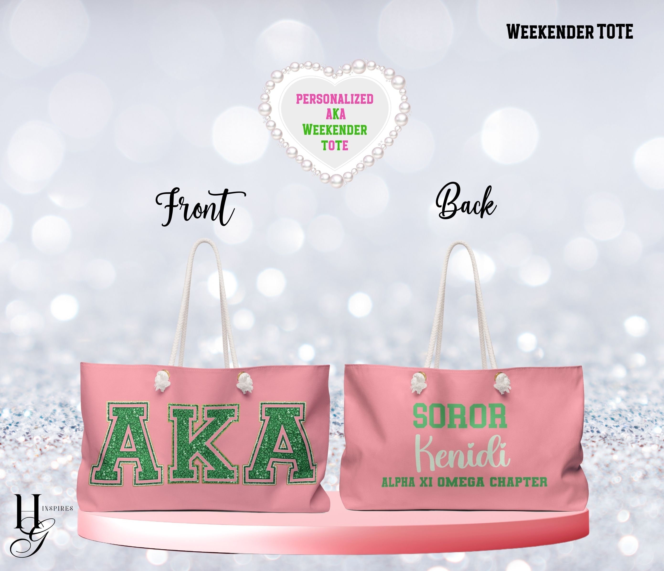 Personalized AKA Weekender Bag, Aka Tote Bag, AKA Gifts, AKA 1908 Gift ...