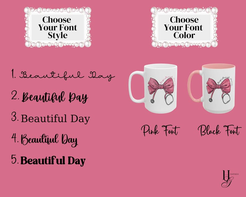 Personalized Nurse Stethoscope Bow Mug RN Custom Name Gifts Coffee ...