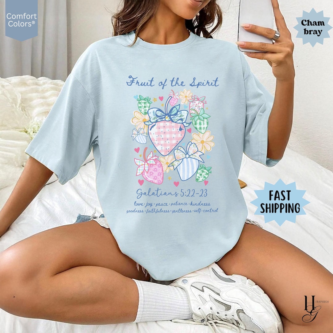 Strawberry Christian Shirt Fruit of the Spirit Bible Verse Comfort ...
