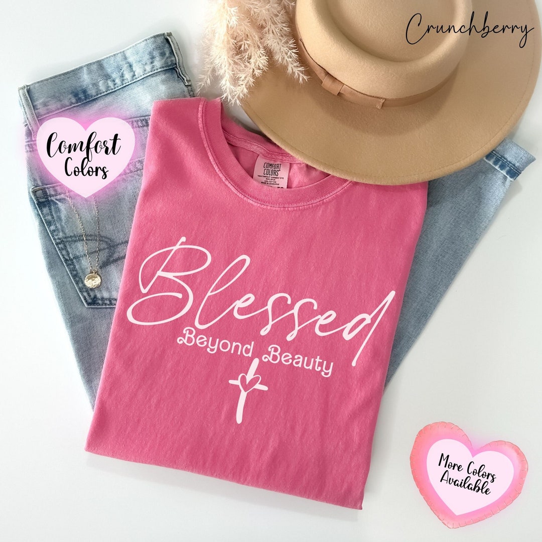 Pink Blessed Beyond Beauty Christian Aesthetic Crewneck Jesus Lovers ...