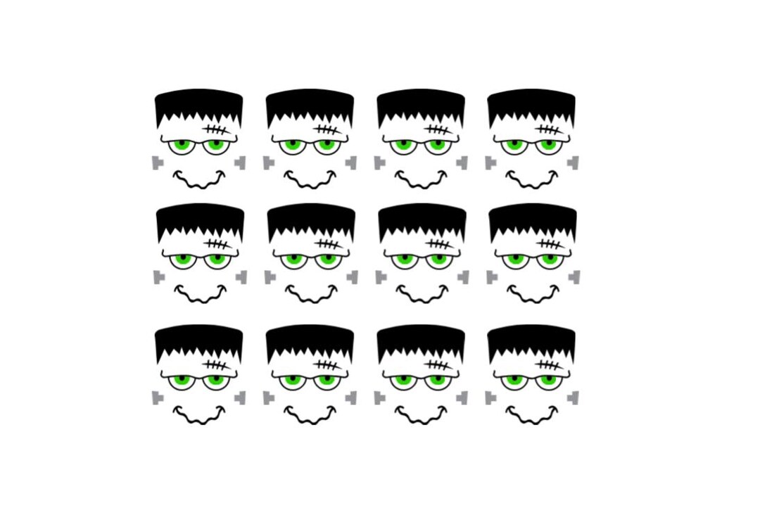Frankenstein Vinyl Decals: Halloween Ornament Crafts, 2" Faces (set of ...