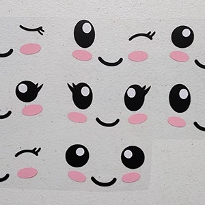 Kawaii Face Vinyl Decals, Cute Face Decals, Marshmallow Face Decals ...