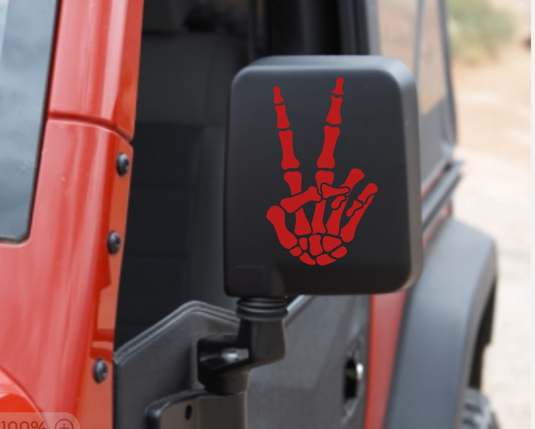 Skeleton Peace Sign Mirror Decal | Car Accessory - Etsy