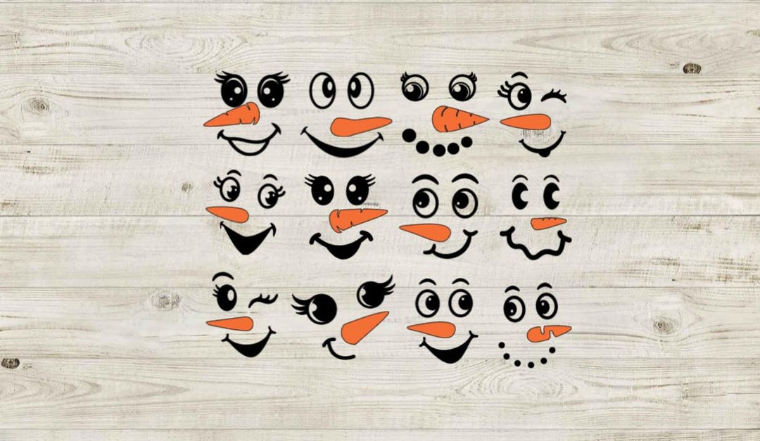 Snowman Face Vinyl Decal, Set of 12 for Christmas Ornaments, Ornament ...