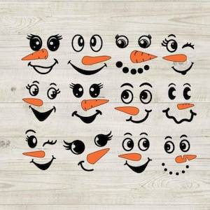 Snowman Face Vinyl Decal, Set of 12 for Christmas Ornaments, Ornament ...