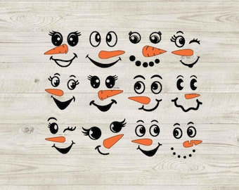 Snowman Faces Vinyl Decal for Mugs, Tumblers or Ornaments, Christmas ...