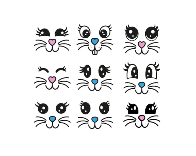 Kawaii Face Vinyl Decals, Cute Face Decals, Marshmallow Face Decals ...