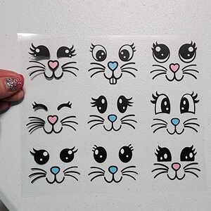 Easter Bunny Face Stickers: Waterproof Vinyl Decals, Set of 9 - Etsy