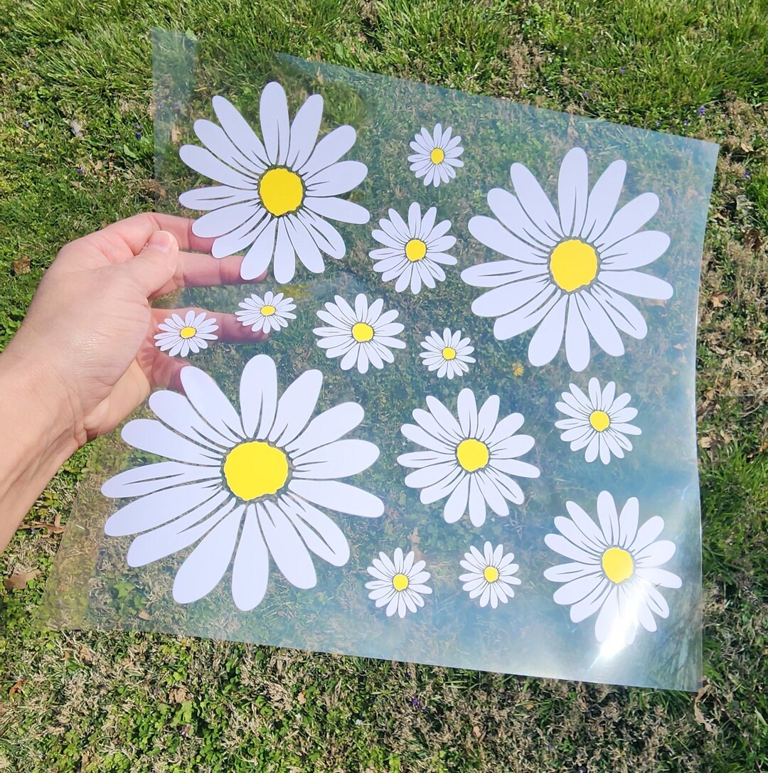 Flower Decal Sheet, Daisy Stickers, Daisy Vinyl Decals, Window Decal ...