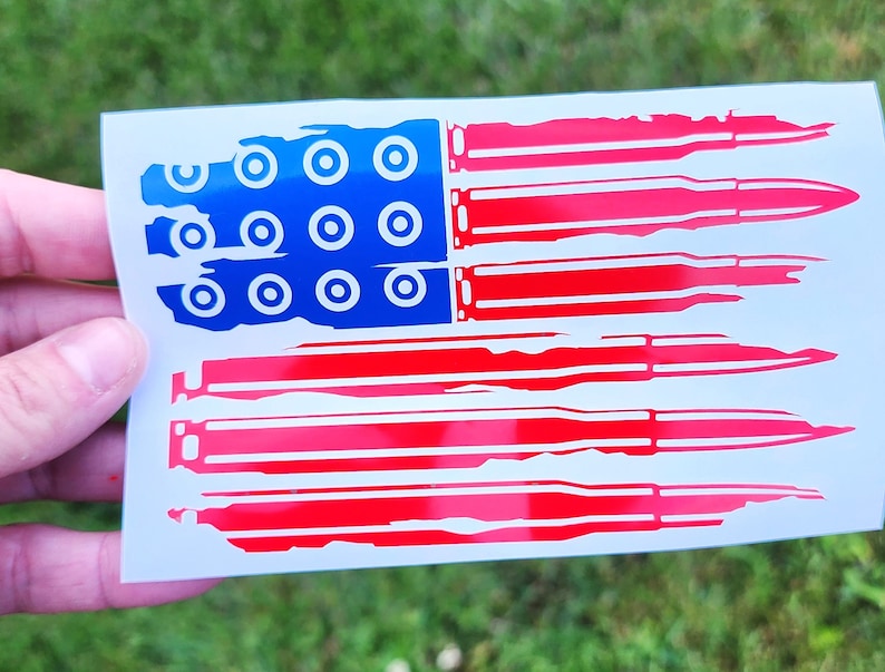 American Flag Vinyl Decal Bullet Flag Sticker Rifle American - Etsy