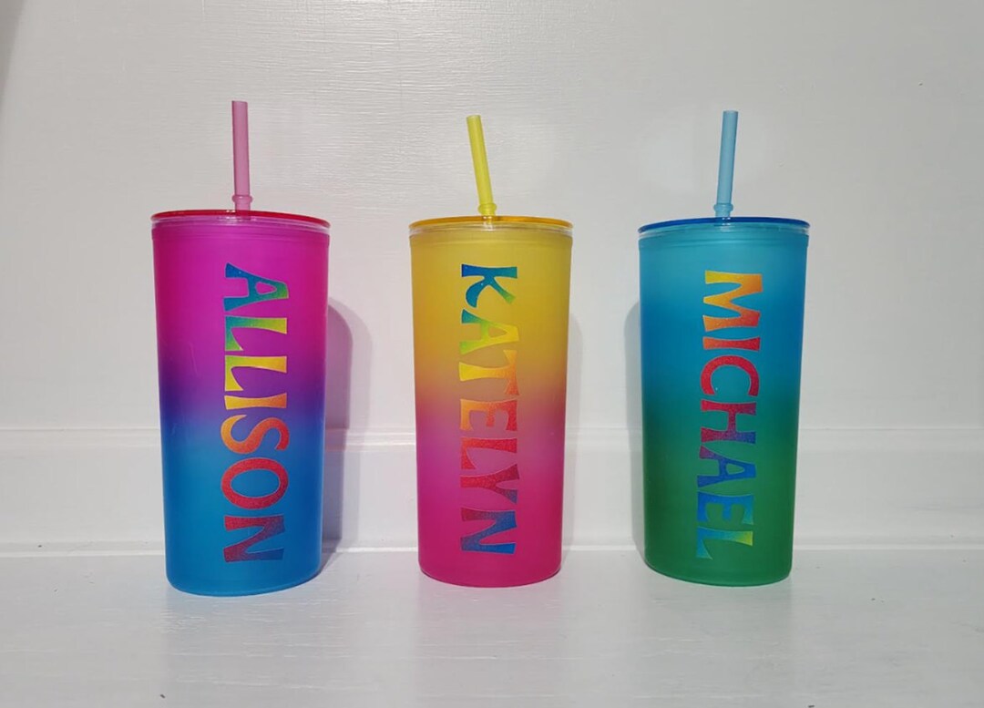 Personalized 21oz Tumbler, Ombre Tumbler, Pool Party Favor Cups ...