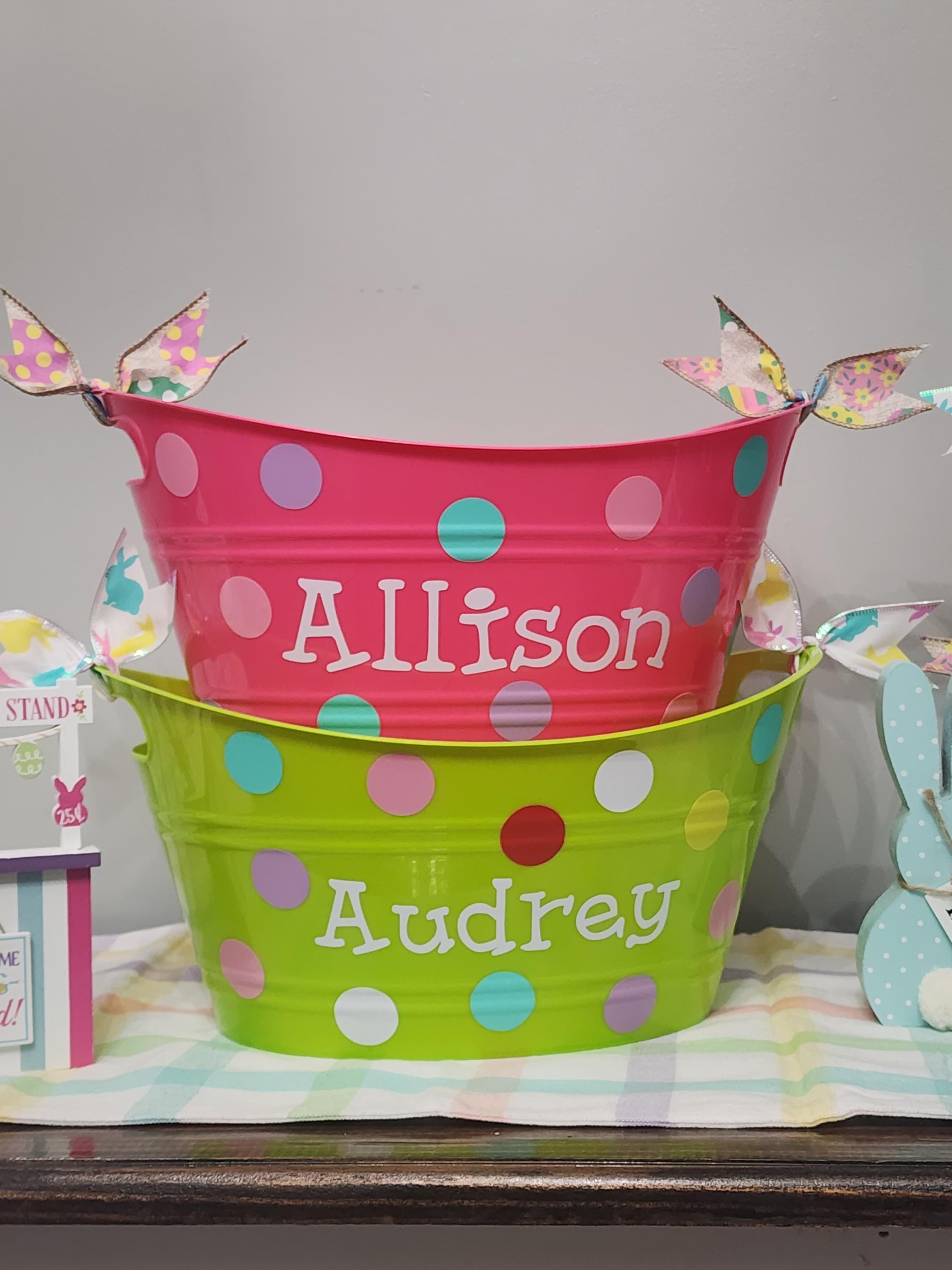 Personalized Easter Bucket: Polka Dot Easter Basket - Etsy