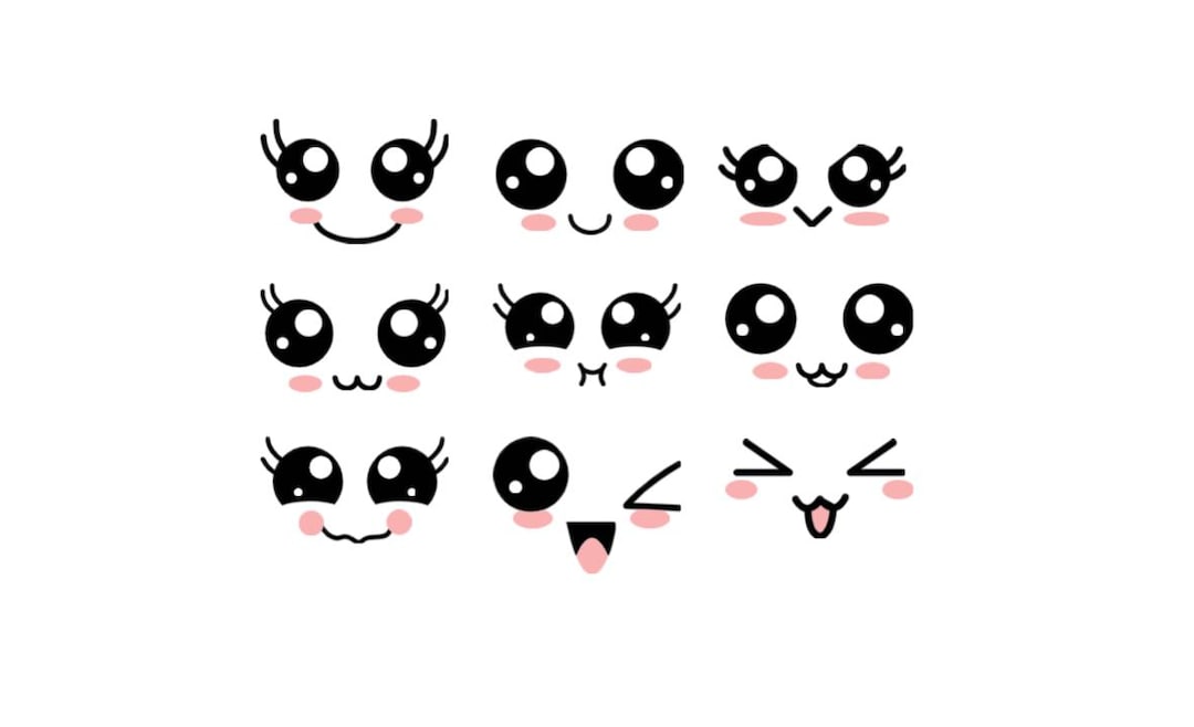 Kawaii Face Vinyl Decals, Cute Waterproof Stickers (set of 9) - Etsy