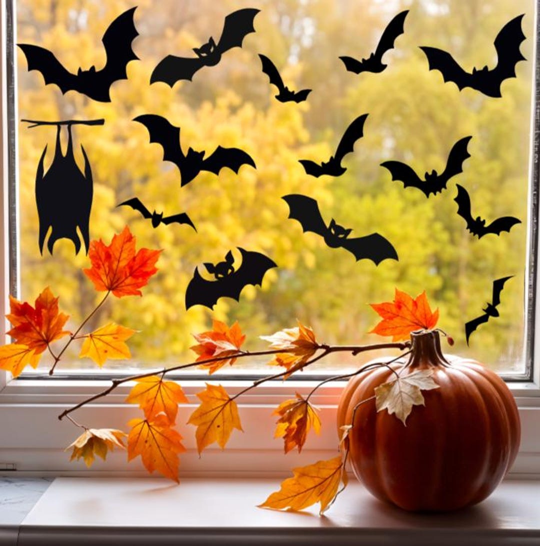 Halloween Bat Vinyl Decals - Assorted Set of 30 - Removable Window ...
