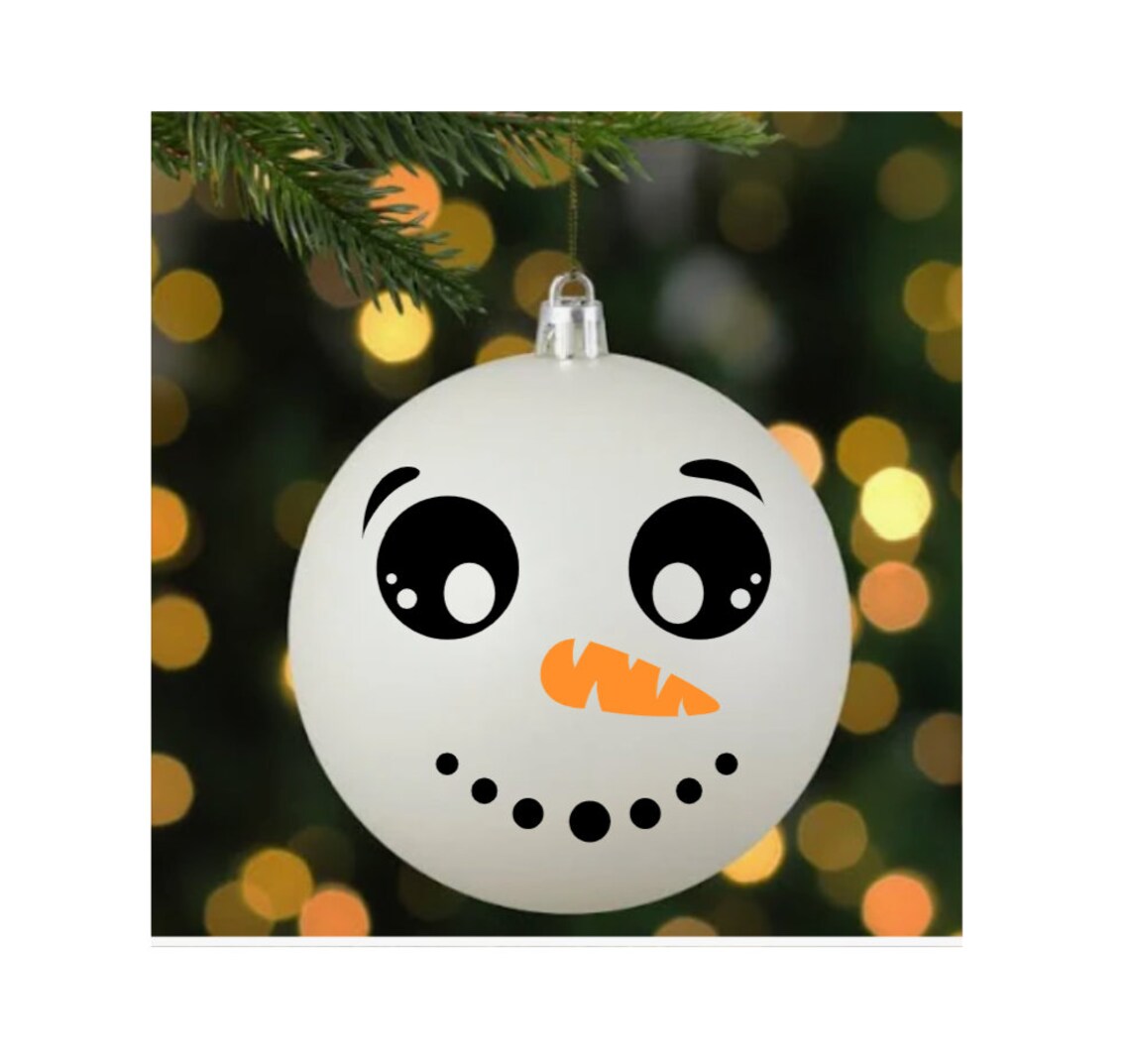 Snowman Face Vinyl Decal, Set of 9 for Christmas Ornaments, Ornament ...