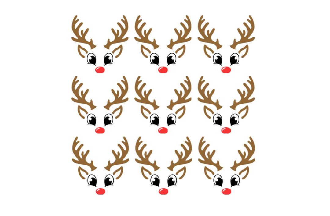 Reindeer Face Vinyl Decal, Set of 12 for Christmas Ornaments, Ornament ...