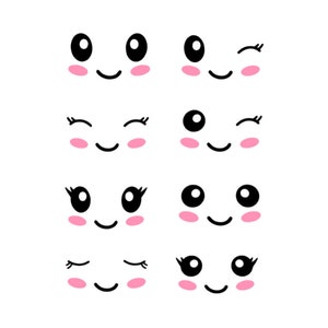 Kawaii Face Vinyl Decals, Cute Face Decals, Marshmallow Face Decals ...