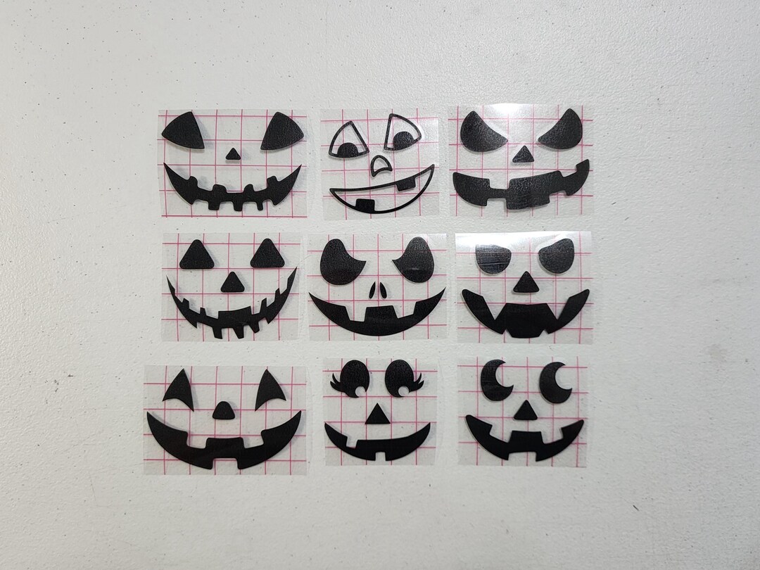 Halloween Pumpkin Face Decals: Tumbler and Laptop Stickers (set of 10 ...