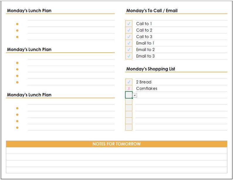 Daily Personel Planner Excel Template, 7 Days Planner, Daily Schedule Template, Daily To-do List ...