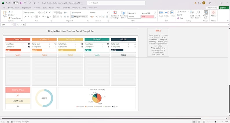 Simple Decision Tracker Excel Template, Task Priorty Tracker Excel ...
