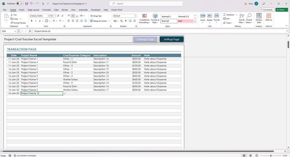 Project Cost Tracker Excel Template, Project Expense Tracker Excel ...