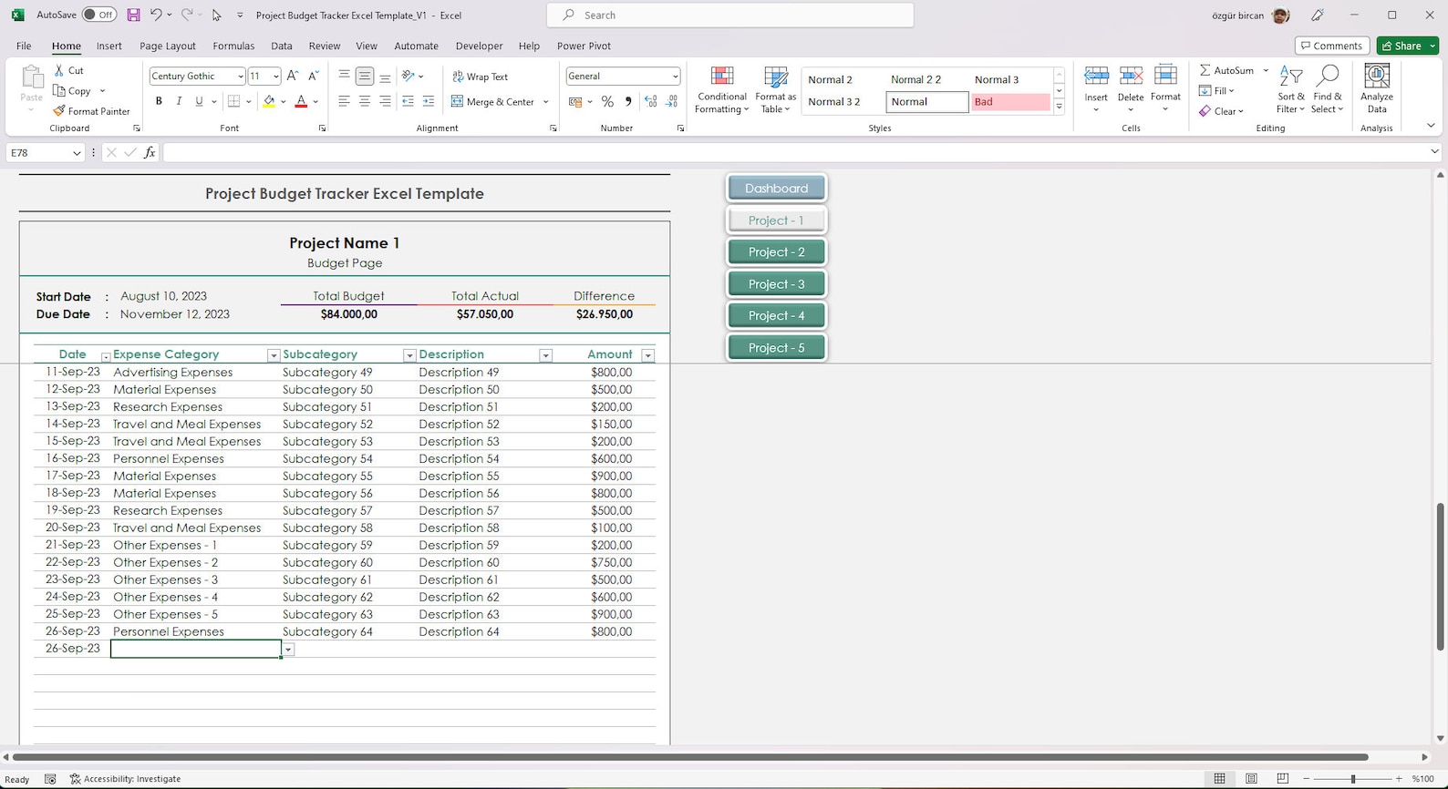 Project Budget Tracker Excel Template: Expense Management (digital ...
