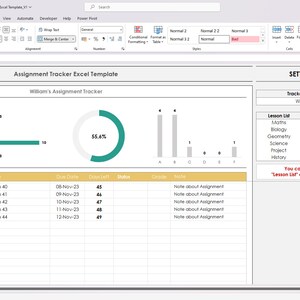 Assignment Tracker Excel Template: Homework Planner (digital Download ...