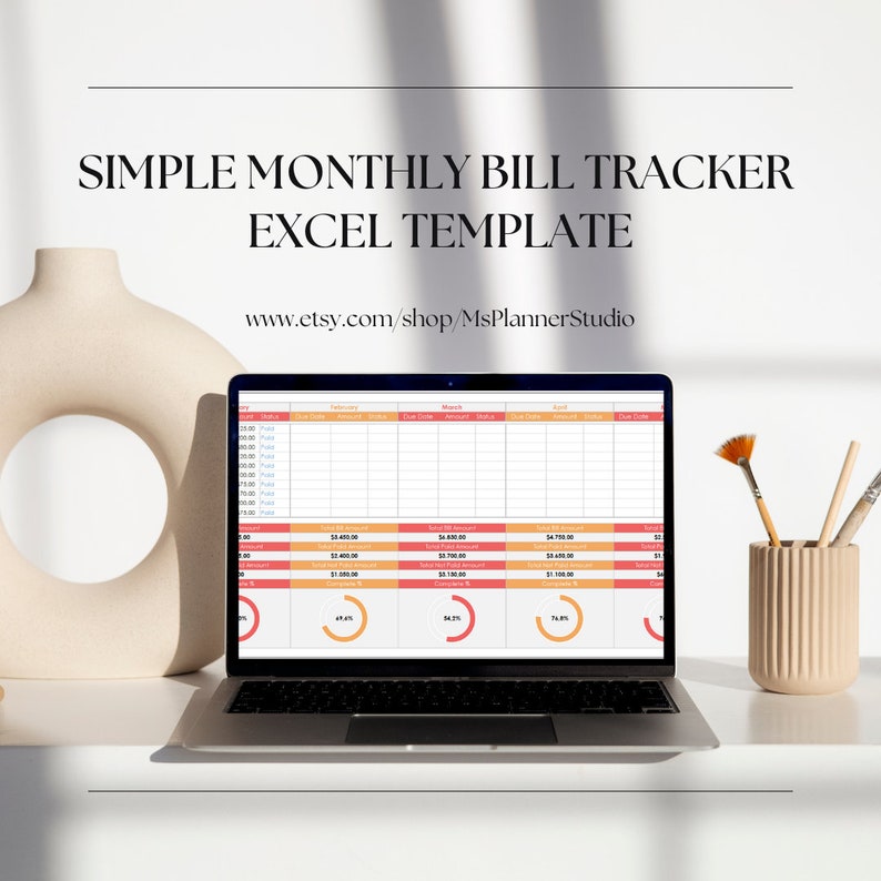 Monthly Bill Tracker Excel Template: 12-month Payment Tracker - Etsy