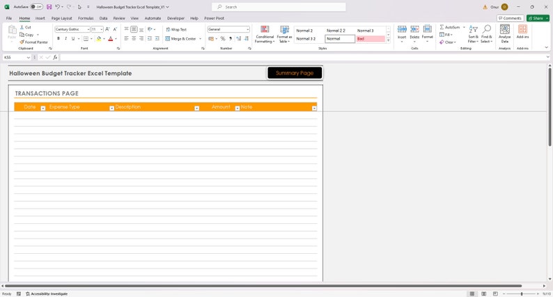 Halloween Budget Tracker: Excel Template - Etsy