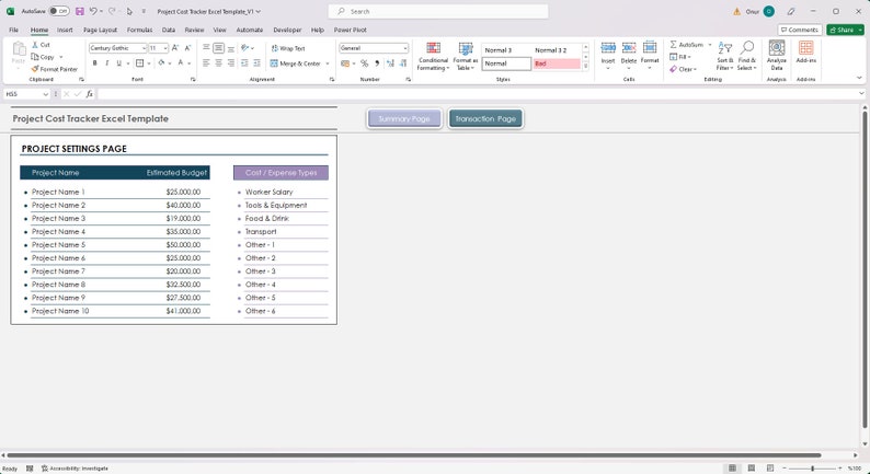 Project Cost Tracker Excel Template: Expense & Budget Management - Etsy