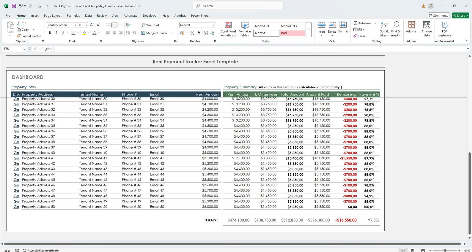 Rent Payment Tracker Excel Template: Landlord Rental Log (digital ...