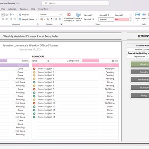 Weekly Assistant Planner Excel Template, 5 Days Office Planner Excel ...