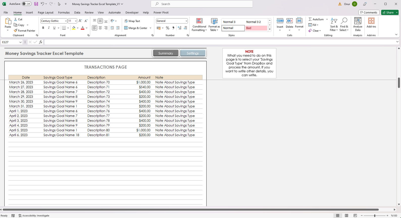 Money Savings Tracker Excel Template Money Goal Tracker Excel - Etsy