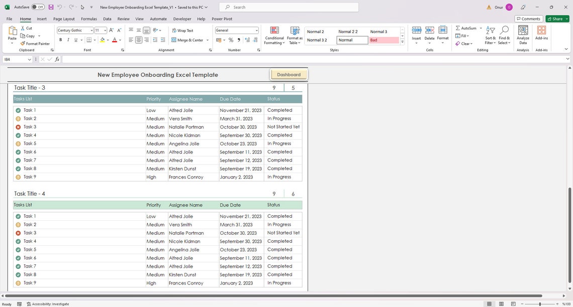 New Employee Onboarding Excel Template, Employee Task List Excel ...