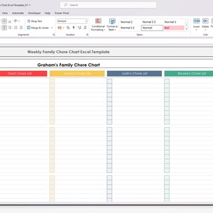 Weekly Family Chore Chart Excel Template, Weekly Family To-do List ...