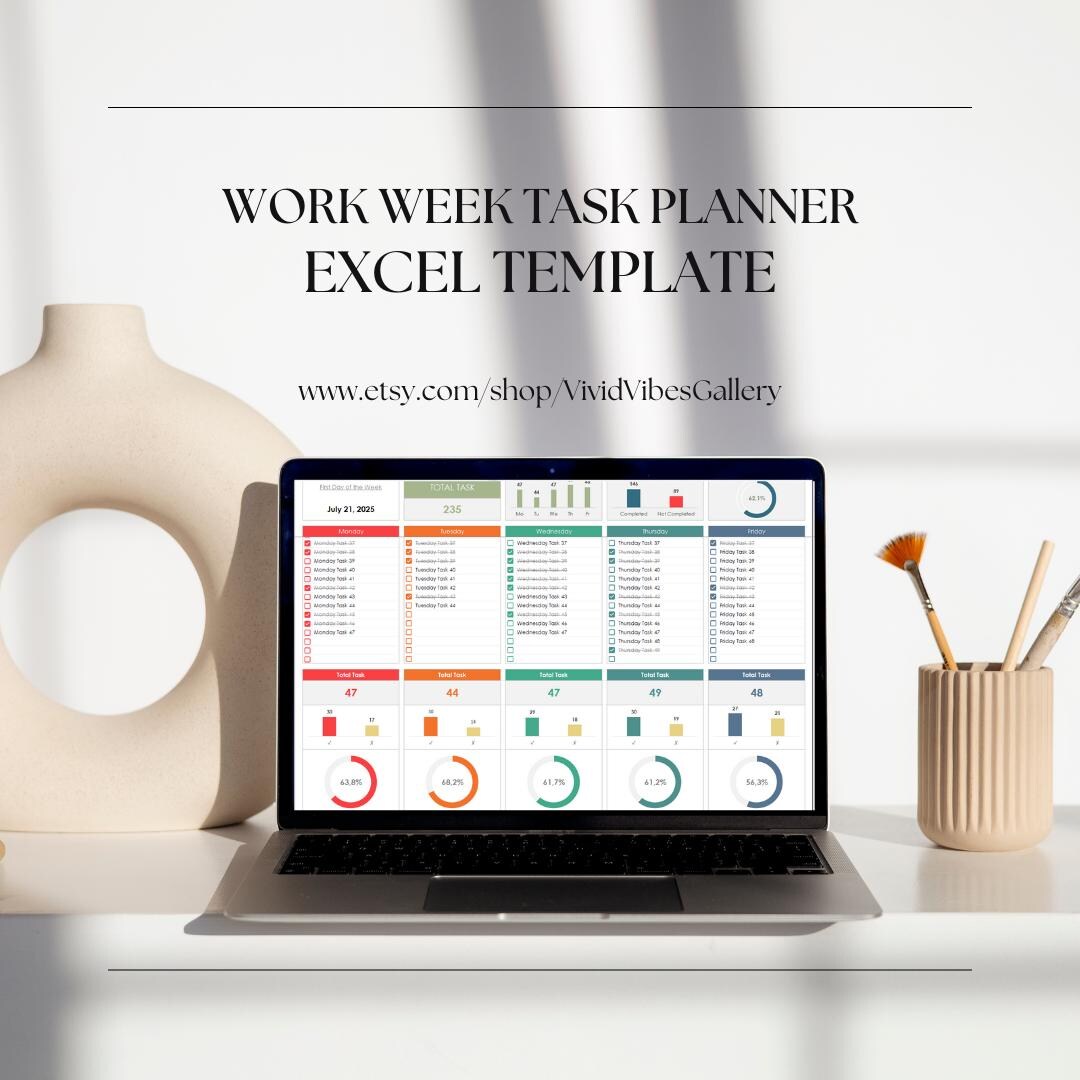 Work Week Task Planner: 10-week Excel Template - Etsy