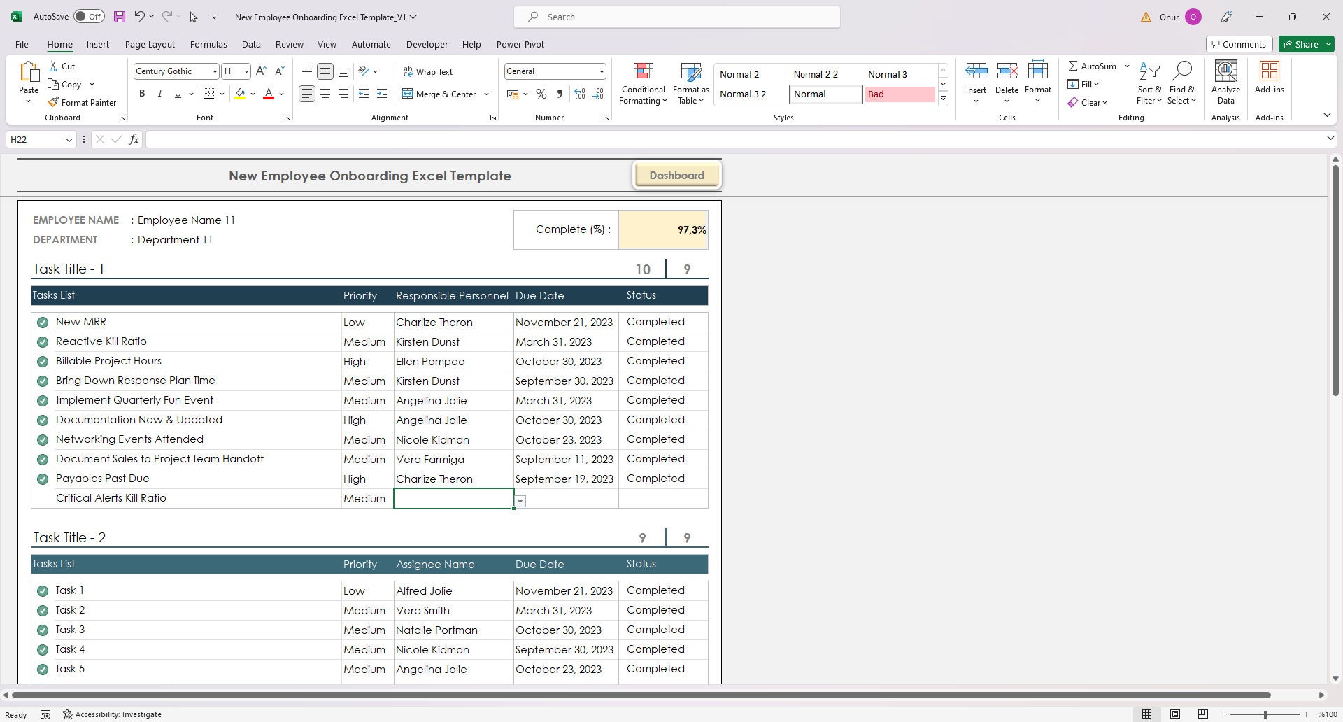 New Employee Onboarding Excel Template, Employee Task List Excel ...