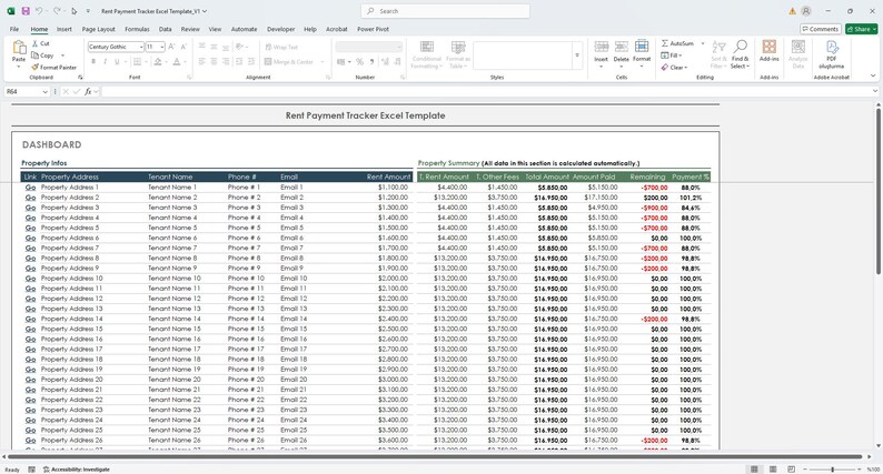 Rent Payment Tracker Excel Template: Landlord Rental Log (digital ...