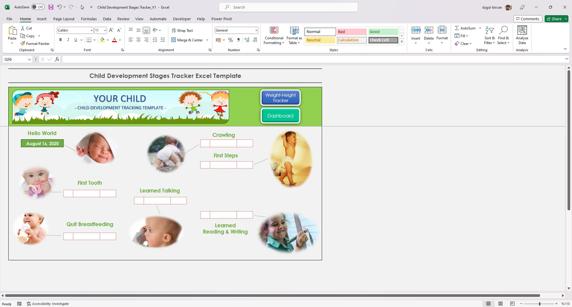 Child Development Stages Tracker Excel Template, Child Development ...