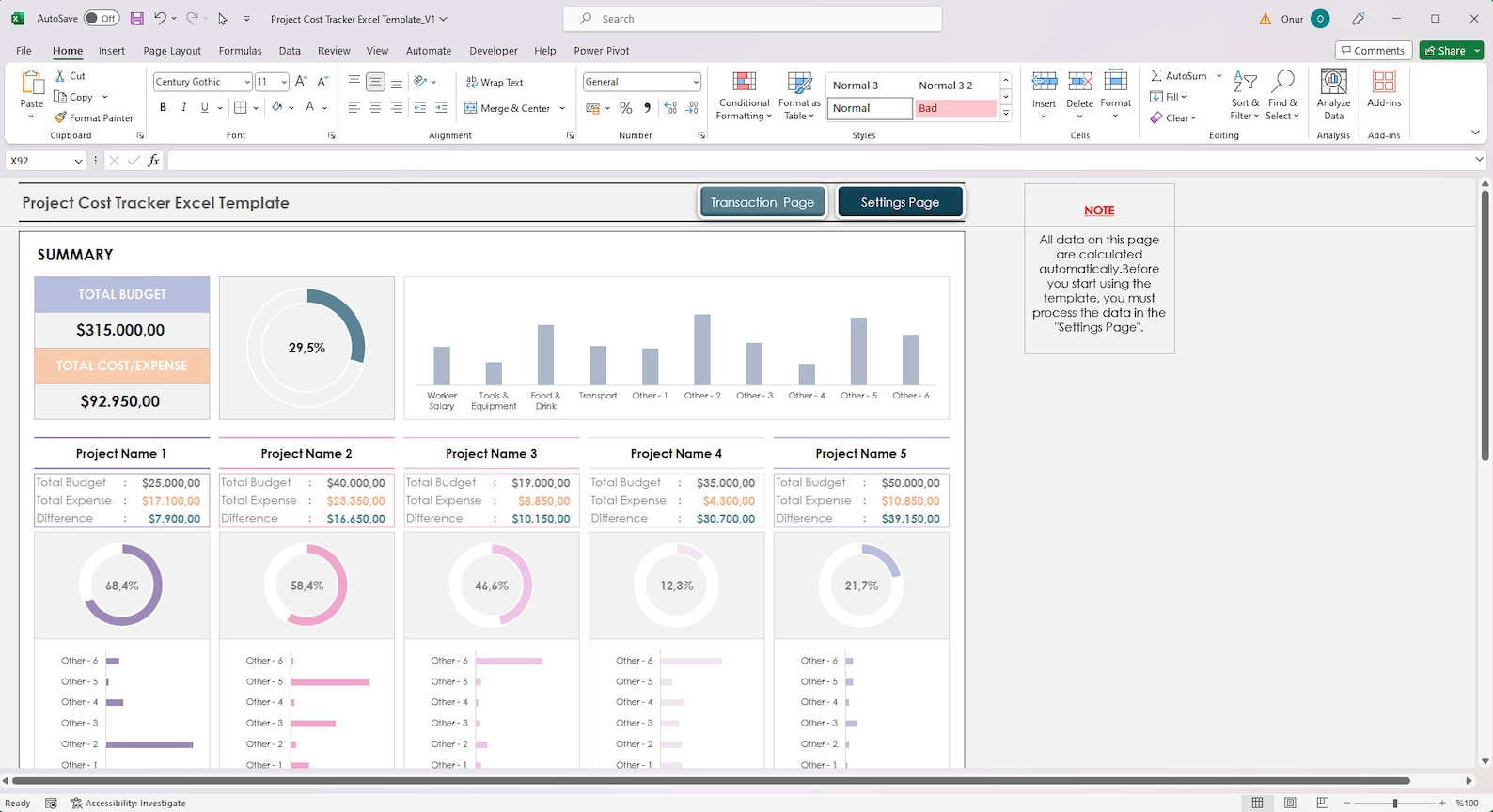 Project Cost Tracker Excel Template, Project Expense Tracker Excel ...