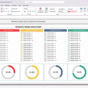 Weekly Family Chore Chart Excel Template, Weekly Family To-do List ...
