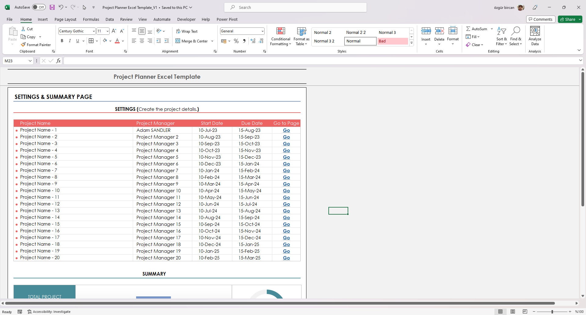 Project Planner Excel Template, Project Task Planner Excel Template ...